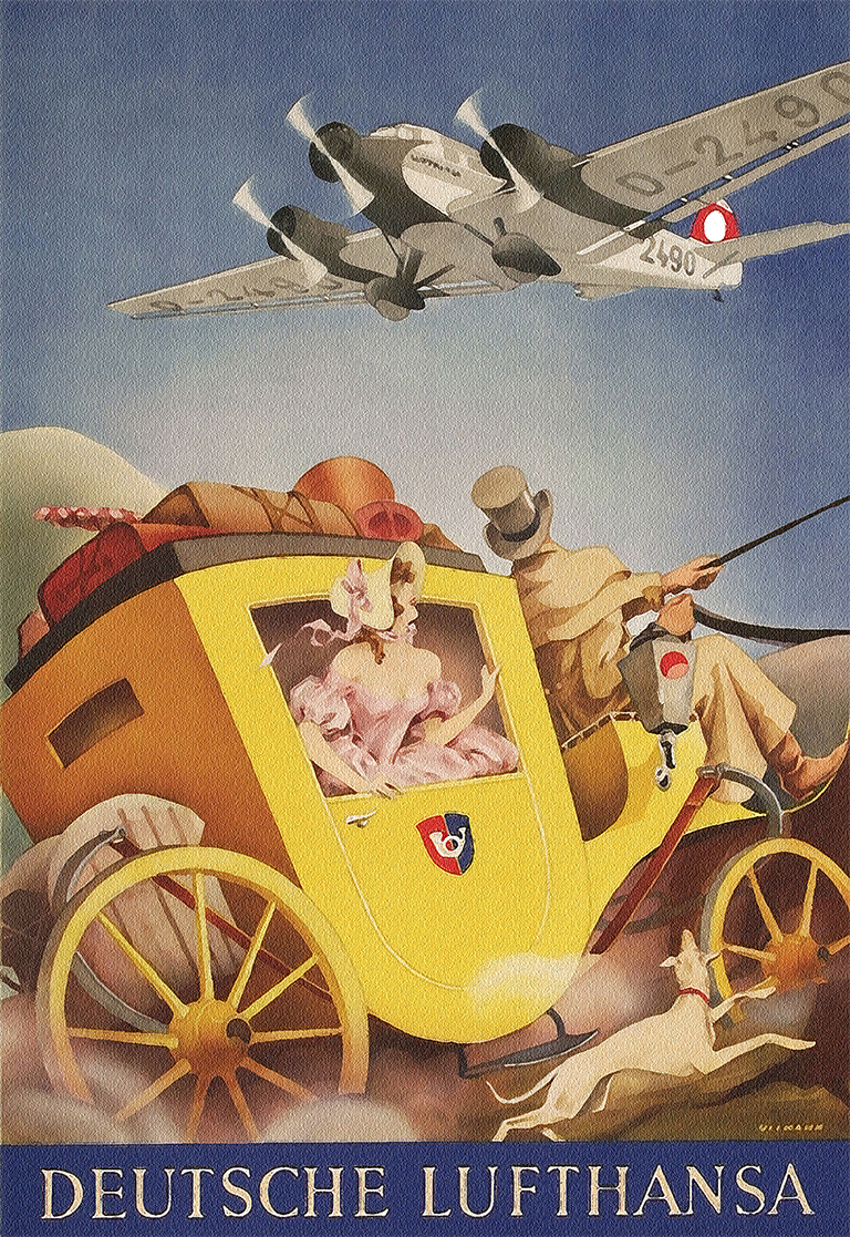 An 1844 German postal coach encounters its evolution just 100 years ...